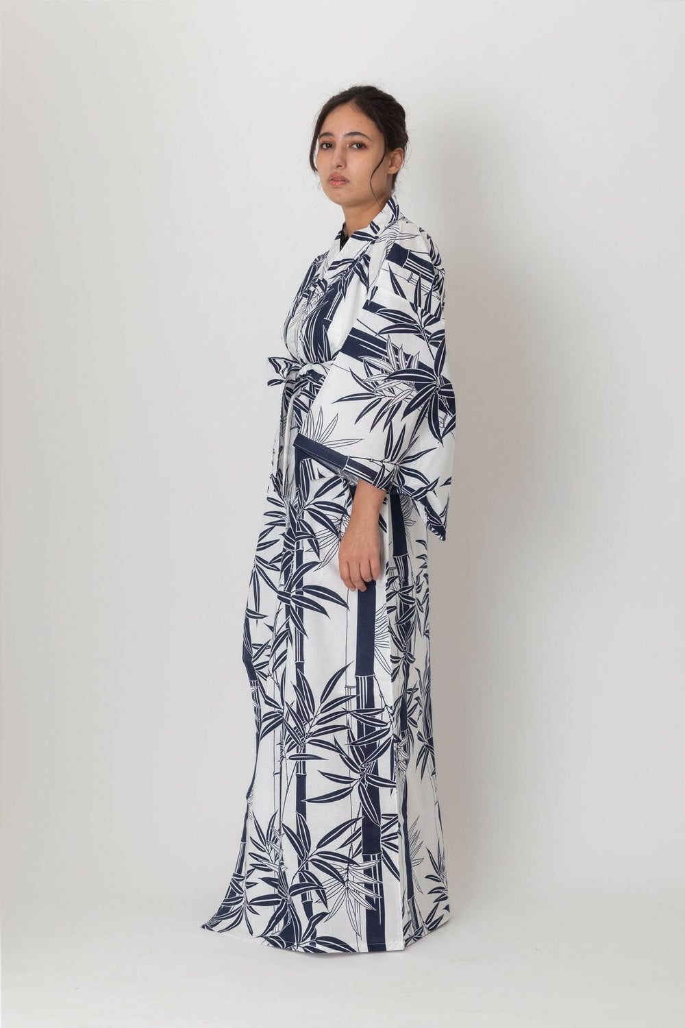 Women Bamboo Cotton Yukata Kimono White