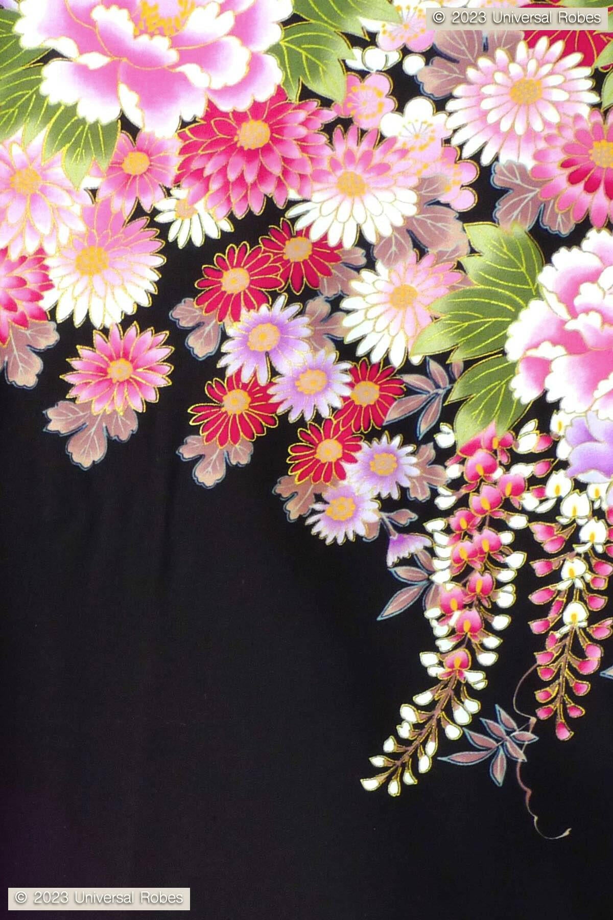 Women Flowers in Bloom Cotton Sateen Kimono Women Flowers in Bloom Cotton Sateen Kimono