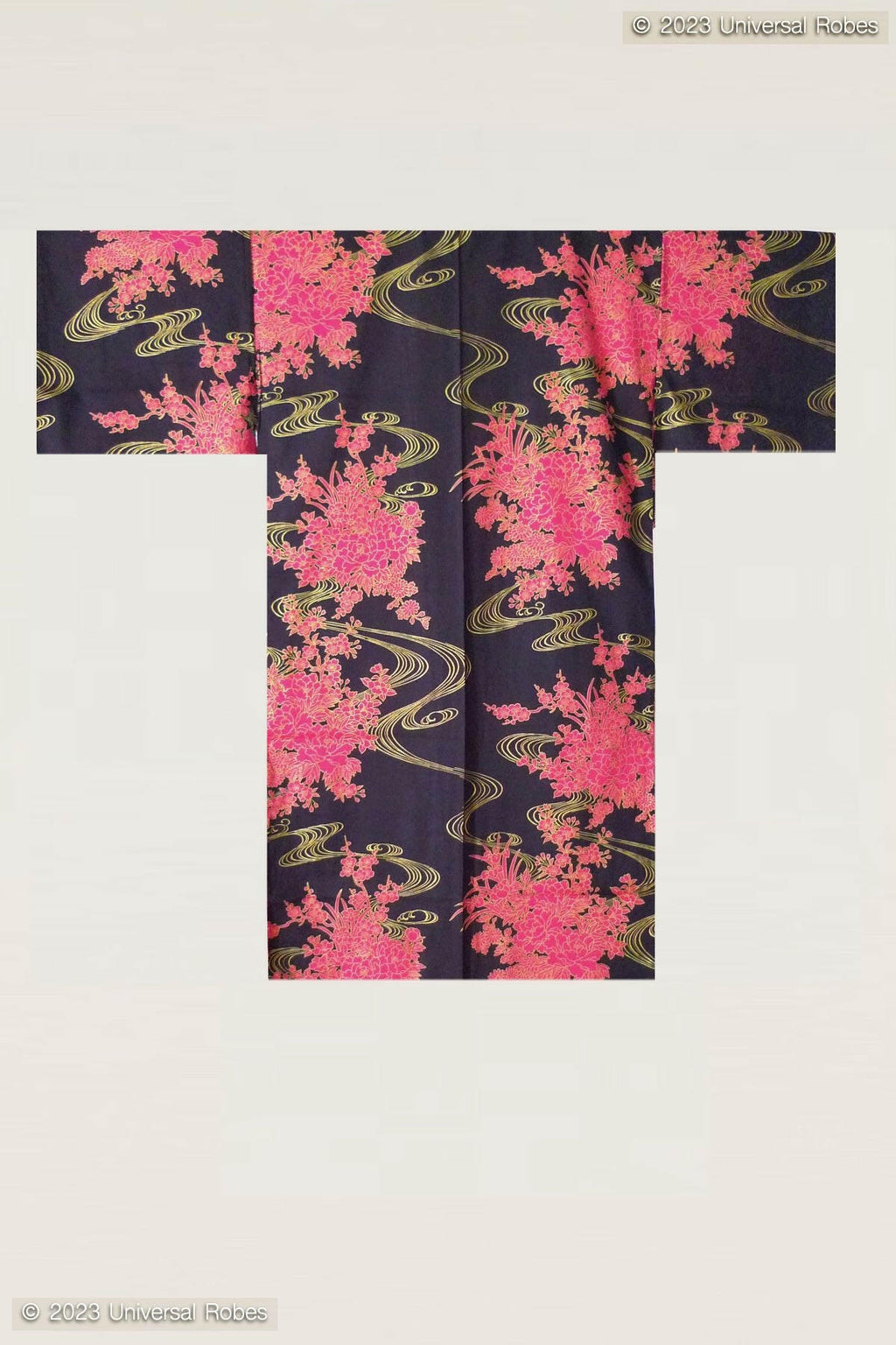 Women Flowing Peony Cotton Short Yukata Kimono